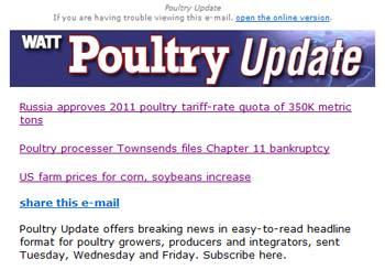 WATT offering daily poultry industry newsletters | WATTPoultry.com
